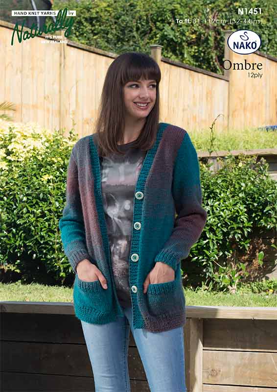 Naturally Knitting Pattern N1451 - Ladies Hip-length Cardigan with poc ...